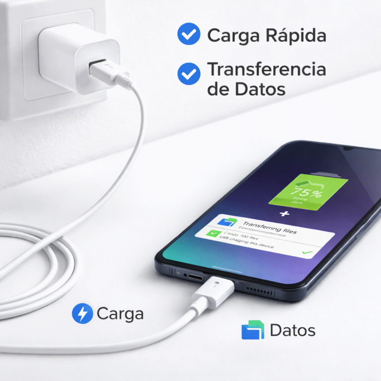 Cable USB Tipo Micro USB V8 de 1 metro - Color blanco - Global